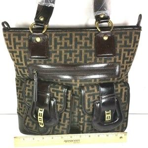 Unbranded | Bags | Tote Fabric Shoulder Bag Brown Geometric Pattern ...